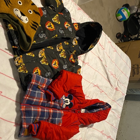 The Children's Place | Jackets & Coats | Red Plaid Jacket Mickey Disney ...